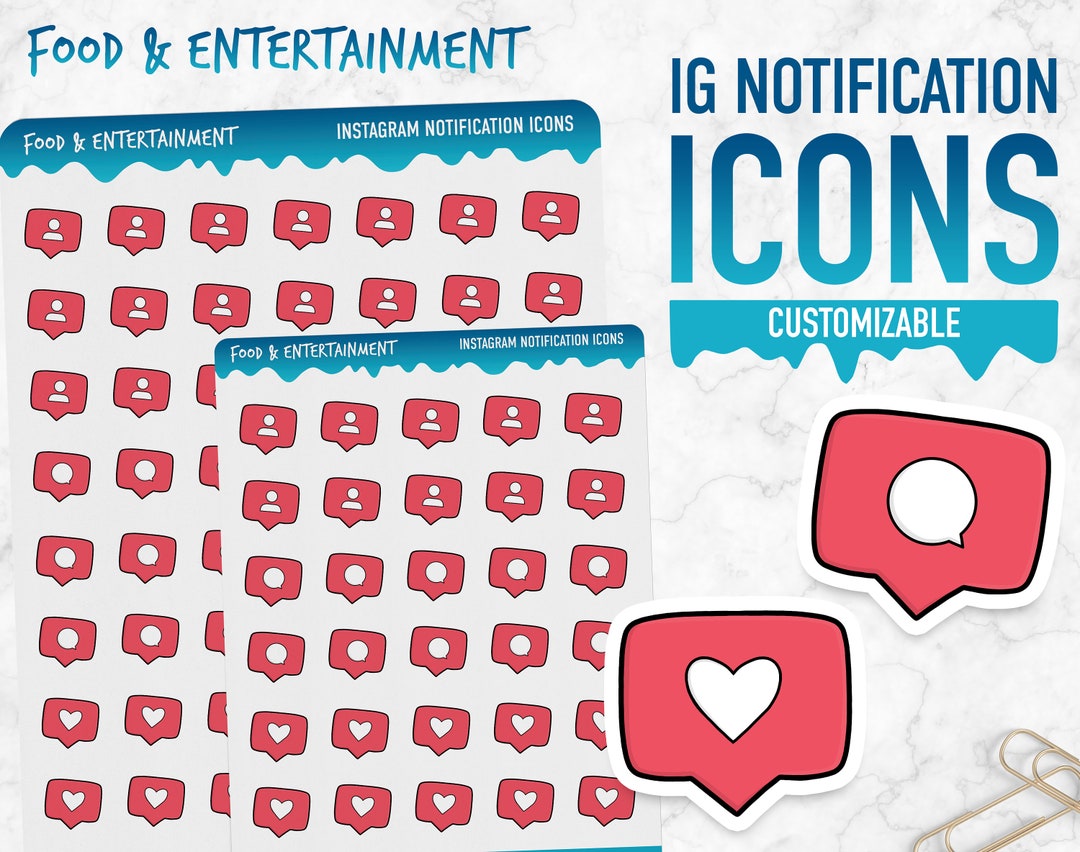 Food & Entertainment IG Notification Icons Planner Stickers - Etsy New ...
