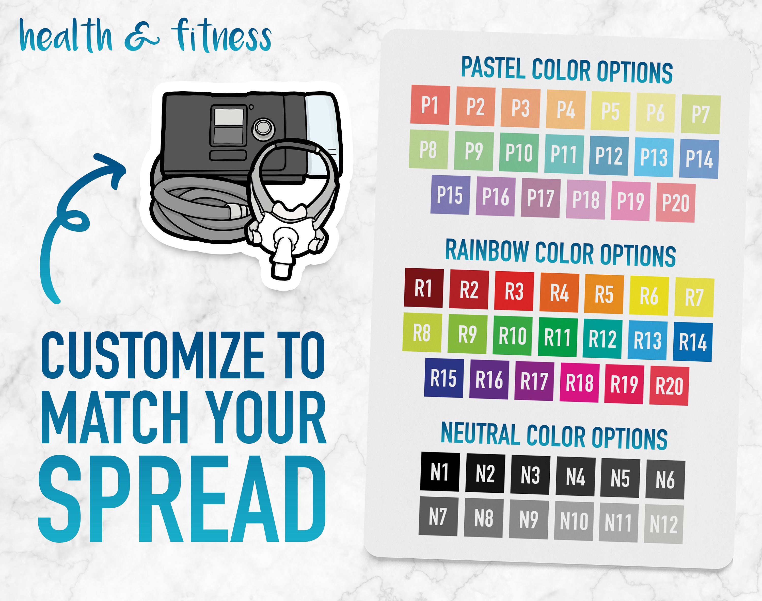 Health & Fitness Cpap Machine Icons Planner Stickers - Etsy