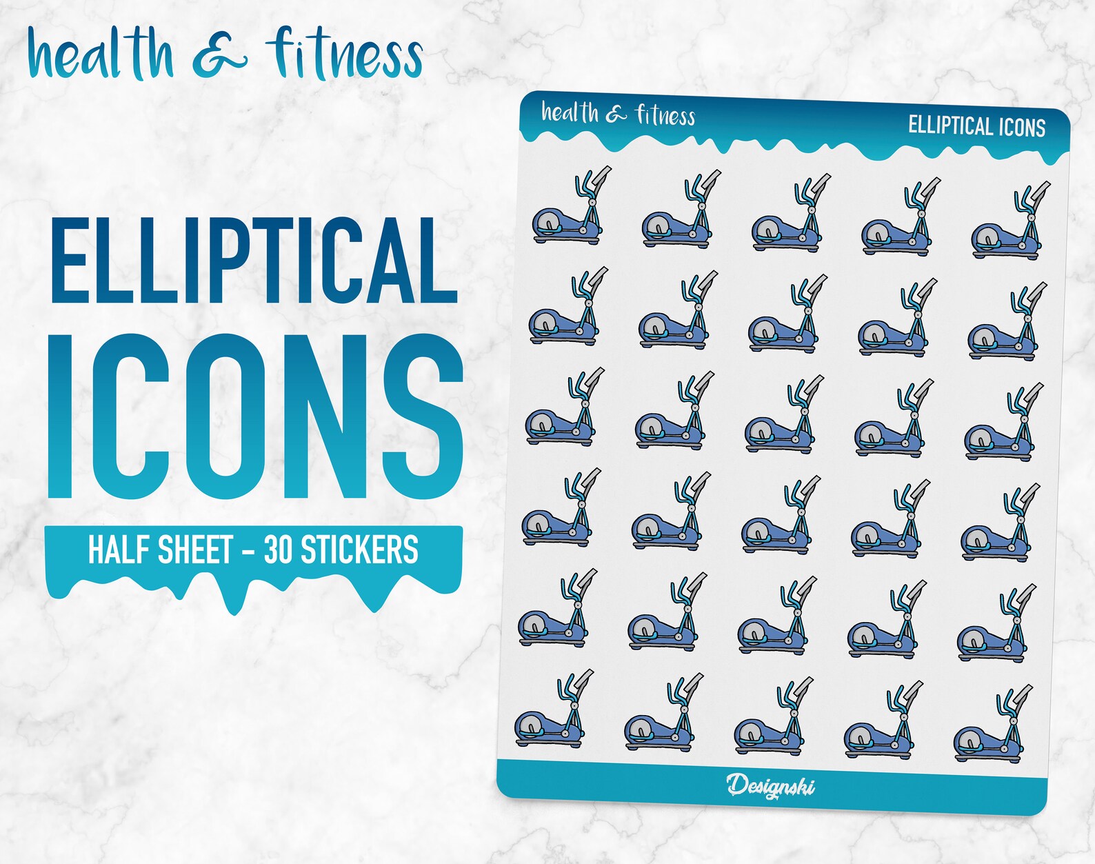Health & Fitness Elliptical Icons Planner Stickers - Etsy
