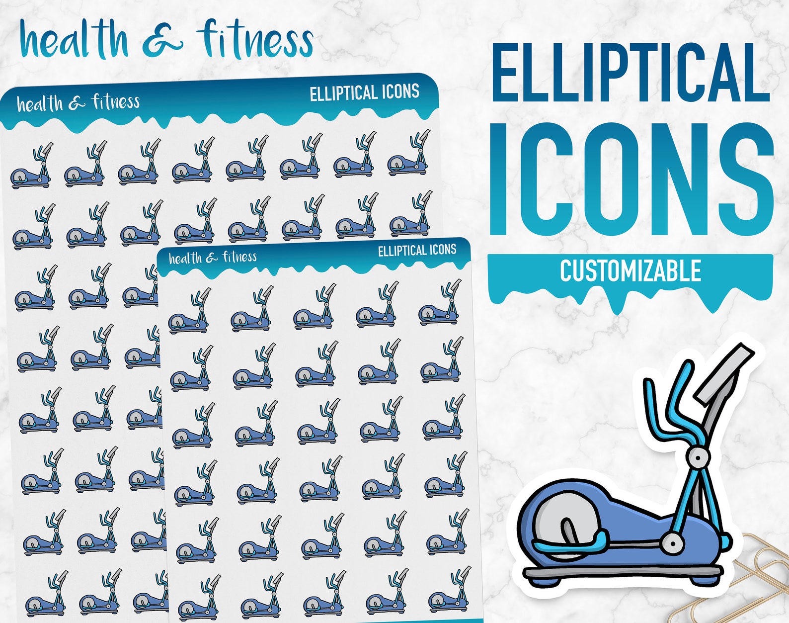 Health & Fitness Elliptical Icons Planner Stickers | Etsy