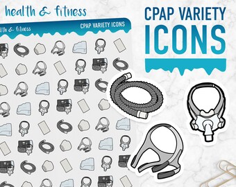 Health & Fitness Cpap Mask Icons Planner Stickers - Etsy