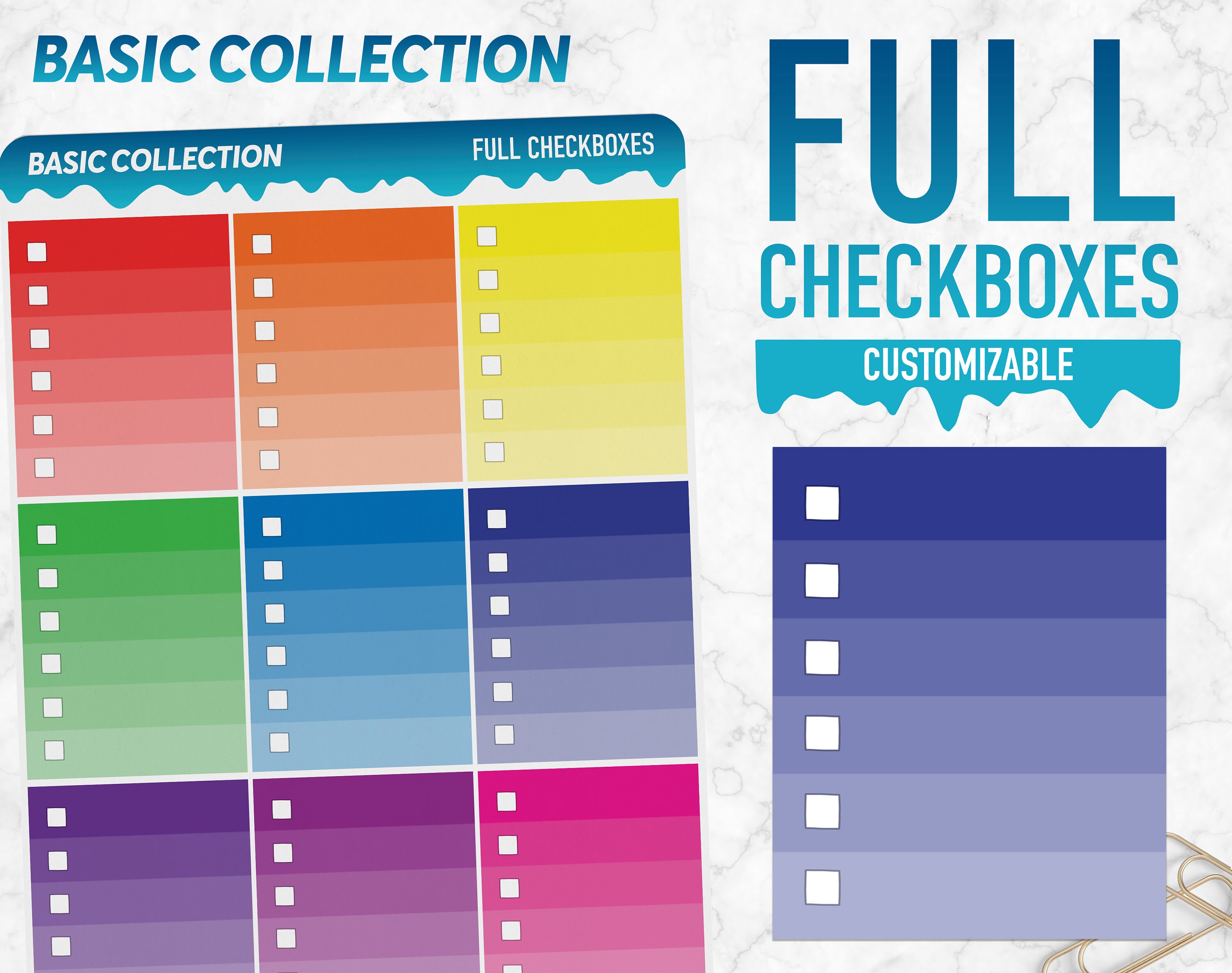 Basic Collection Full Checkboxes Planner Stickers - Etsy