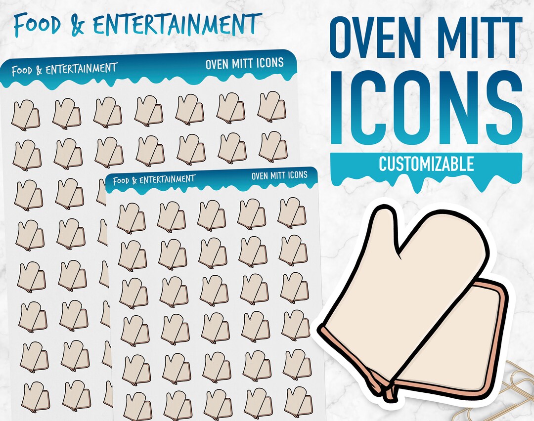 Food & Entertainment Oven Mitt Icons Planner Stickers - Etsy