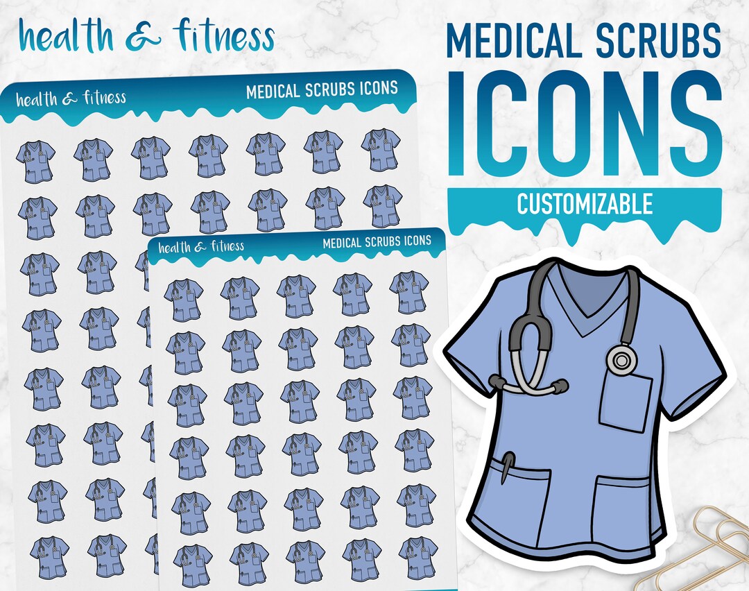Health & Fitness | Medical Scrubs Icons | Planner Stickers - Etsy