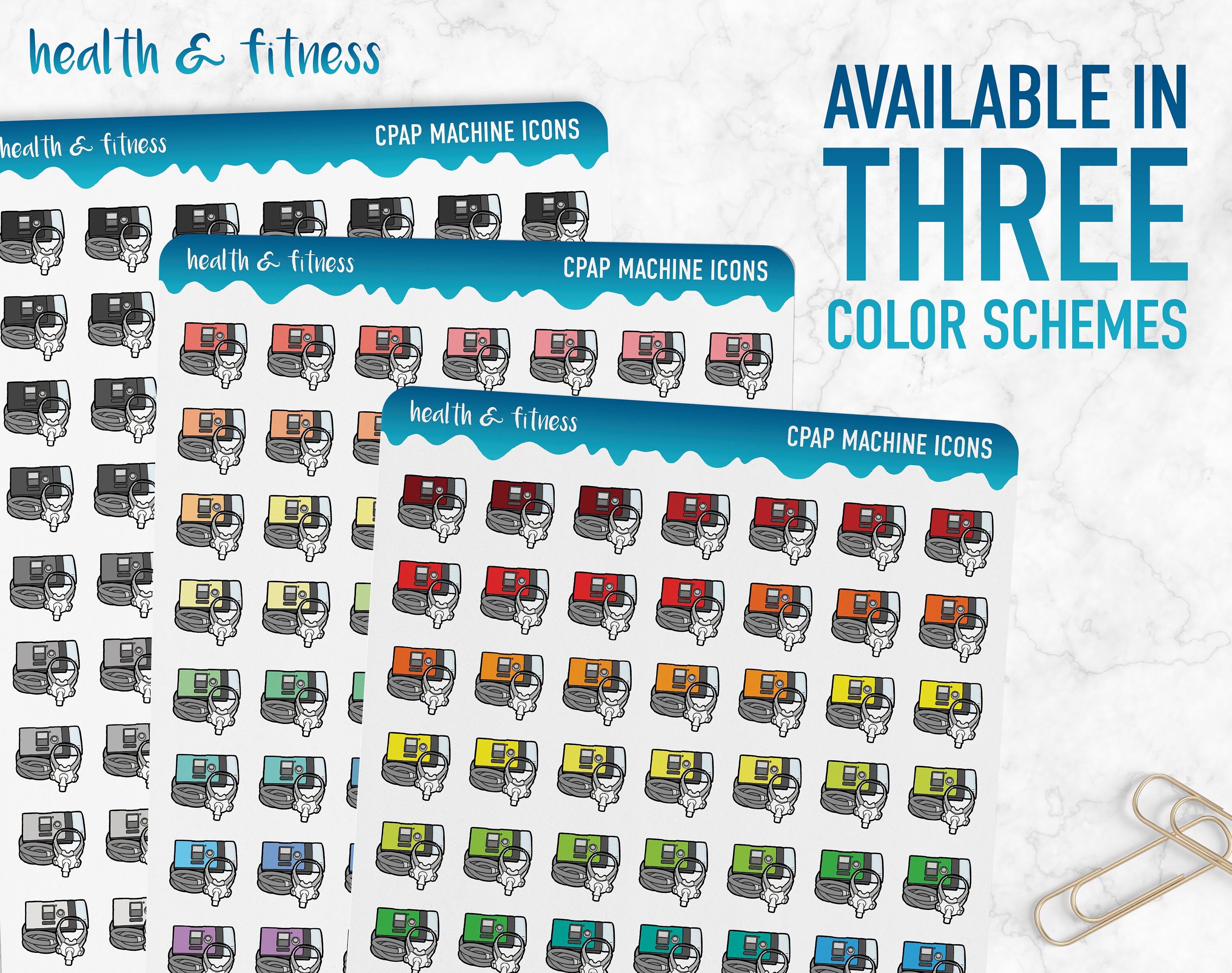 Health & Fitness Cpap Machine Icons Planner Stickers - Etsy