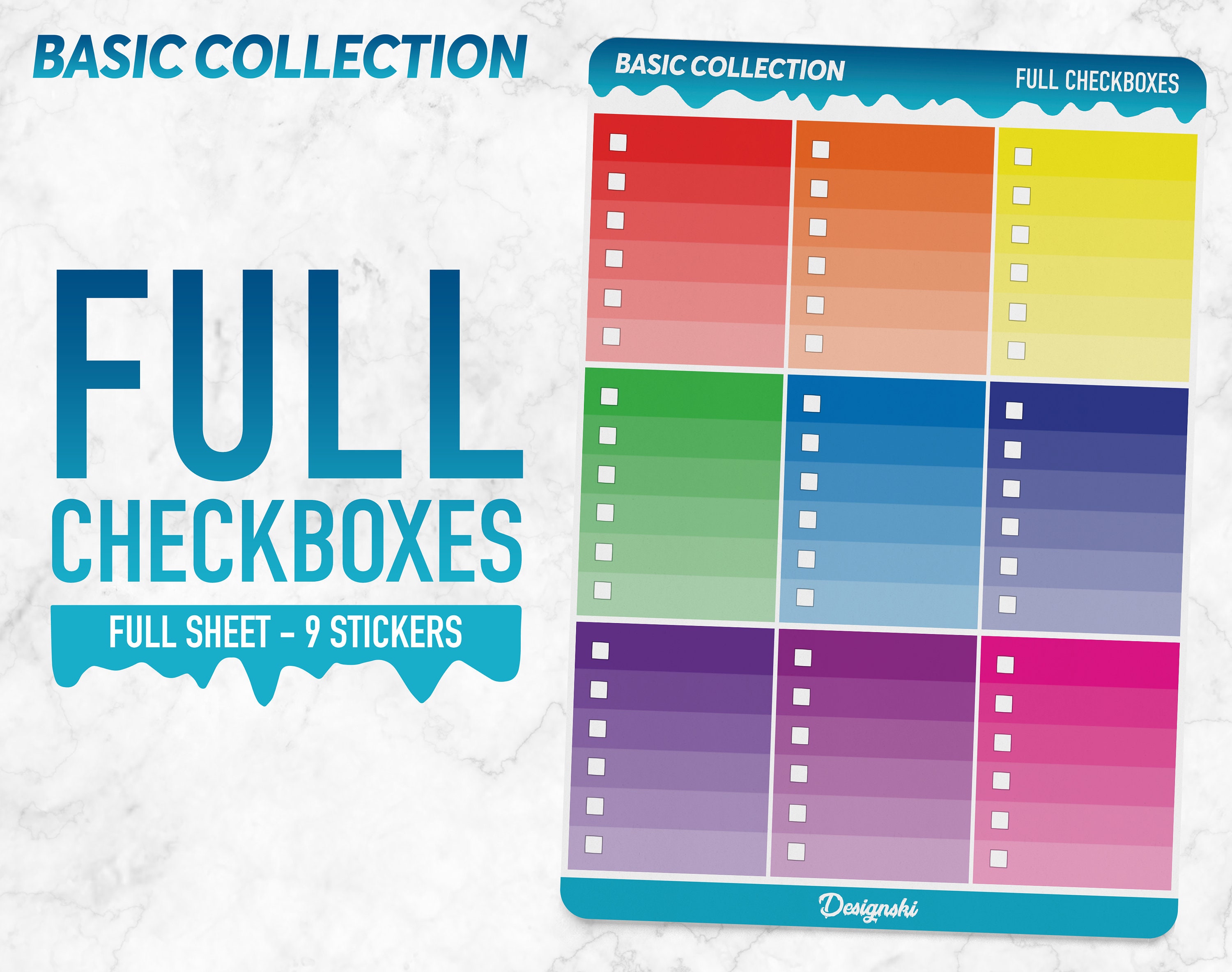 Basic Collection Full Checkboxes Planner Stickers - Etsy