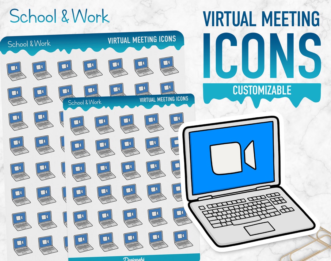 School & Work | Virtual Meeting Icons | Planner Stickers - Etsy