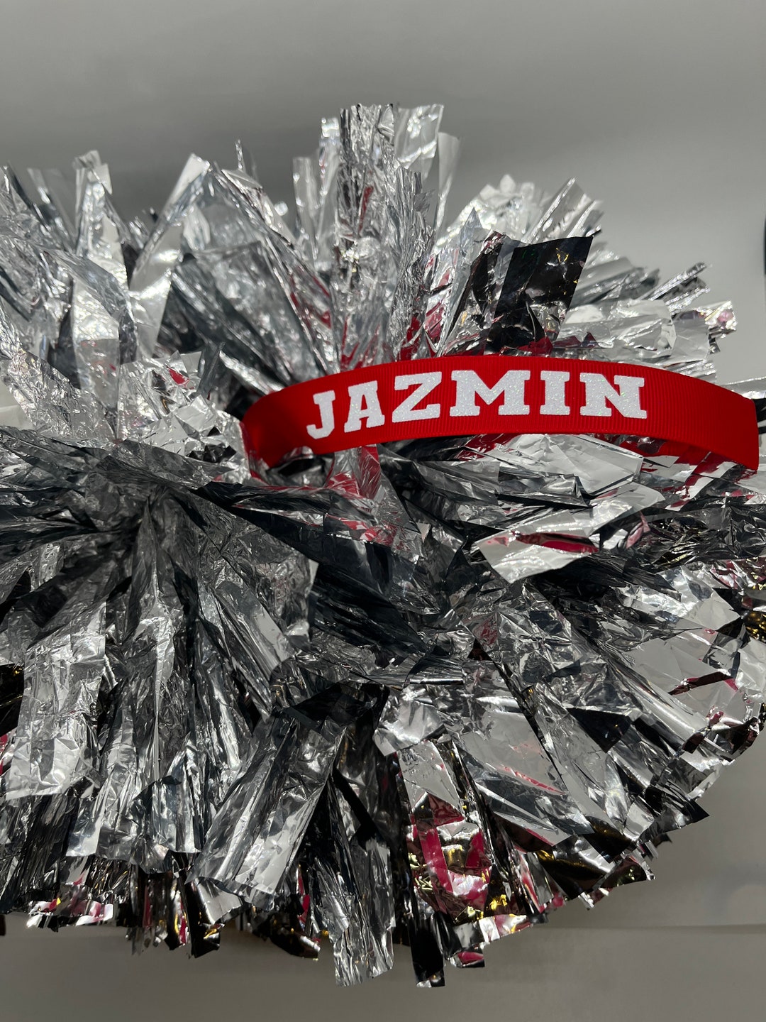 Pom Pom Name Tags-set of 2 With DOUBLE Sided Name Ribbon, Pompoms Dance ...