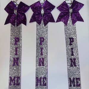 Pin Me Cheer Competition Tag Ribbons, Customizable Glitter Colors + Add ...