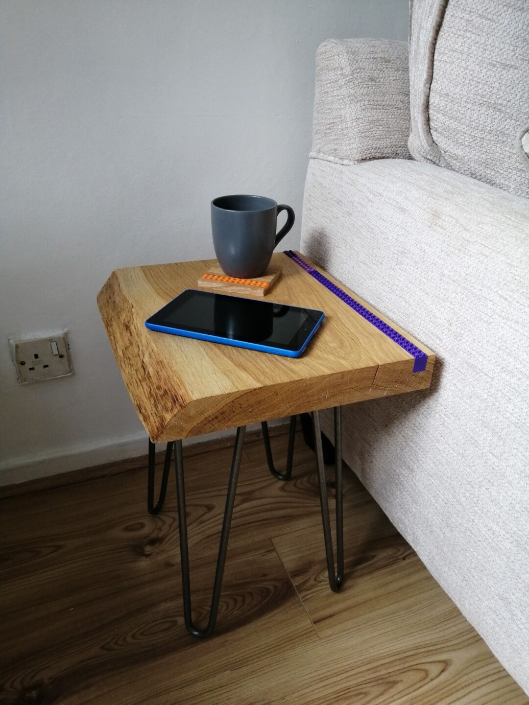 Handmade Oak & Lego Side Table With 16 Industrial Steel Hairpin Legs ...