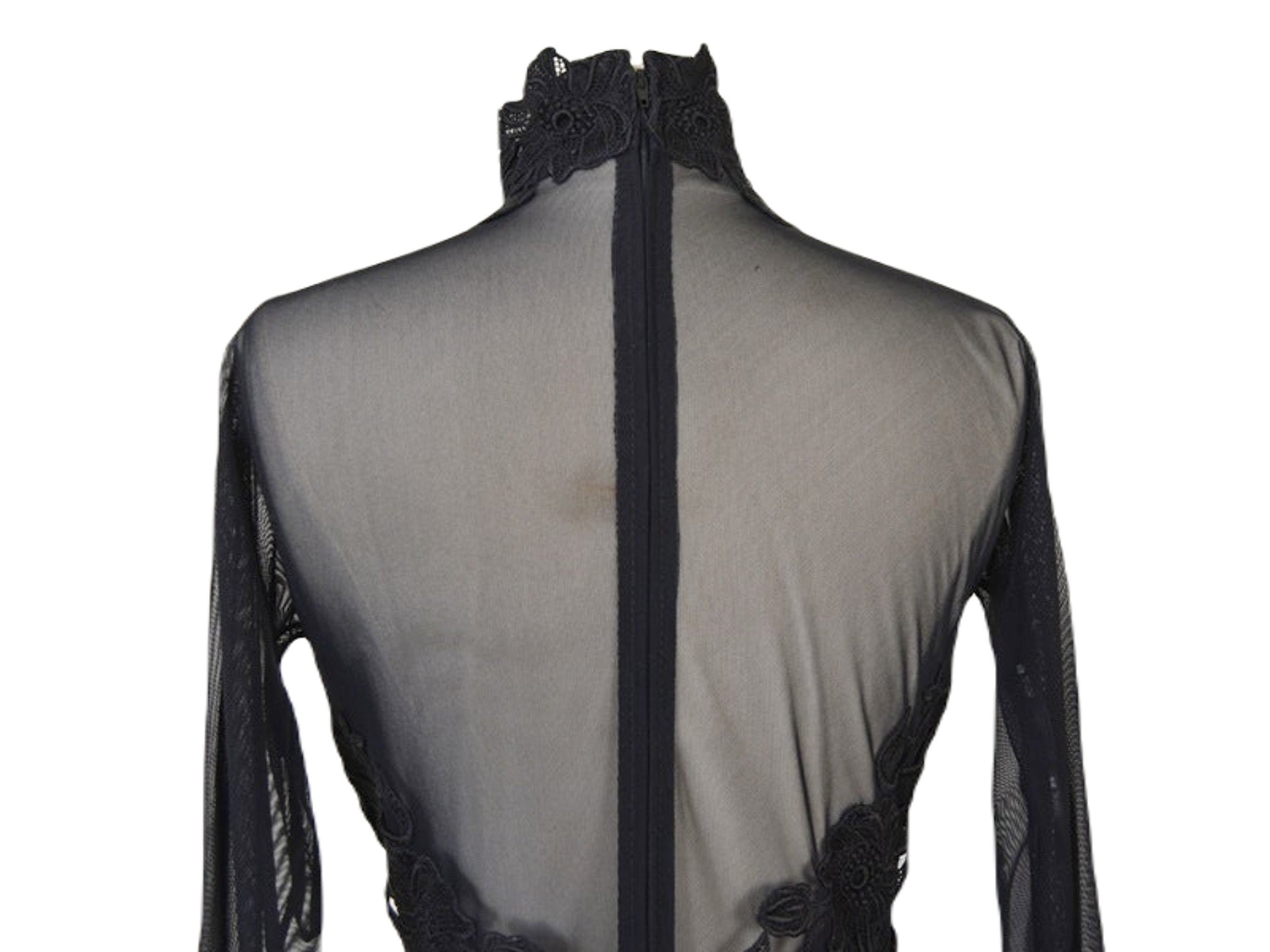 Illie Rubin 1990s Wednesday Addams Black Sheer Polka Dot Goth Formal ...