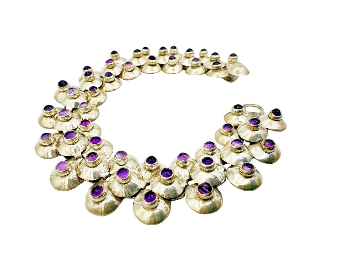Vintage Fred Davis Sterling Silver Amethyst Bracelet, 1940s Taxco ...