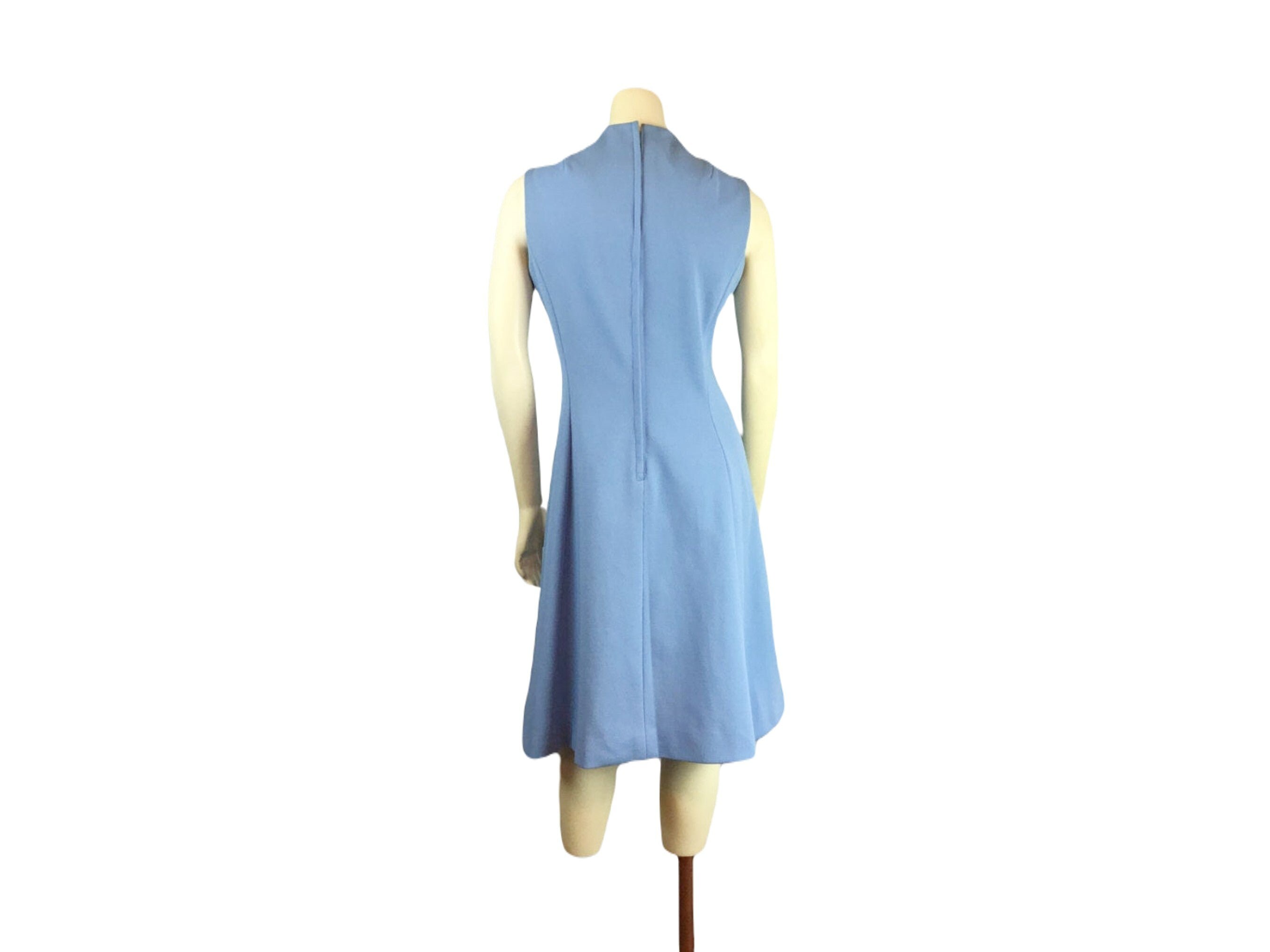 Vintage 1960s Mod Cocktail Dress With Rhinestone Accent / MCM Sky Blue ...