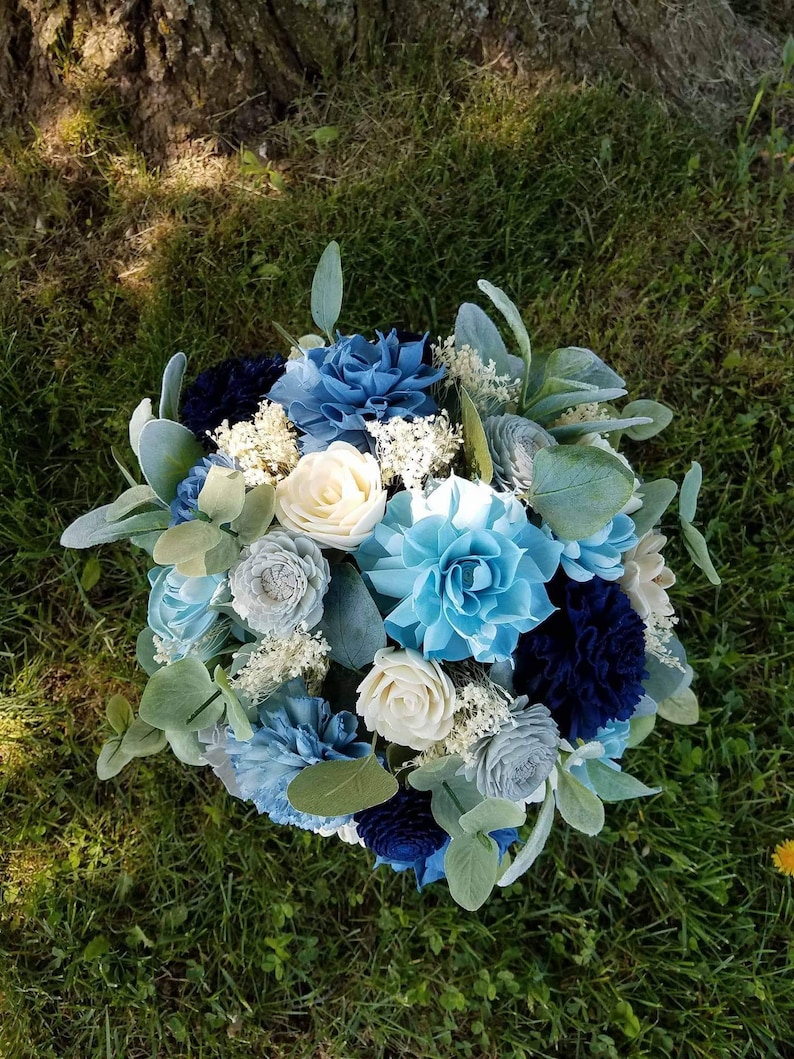 Ramo azul marino ramo azul cielo ramo de flores de madera | Etsy