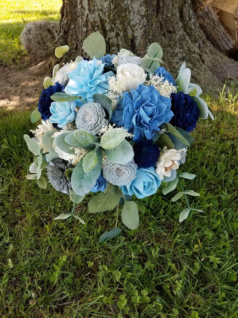Ramo azul marino ramo azul cielo ramo de flores de madera | Etsy