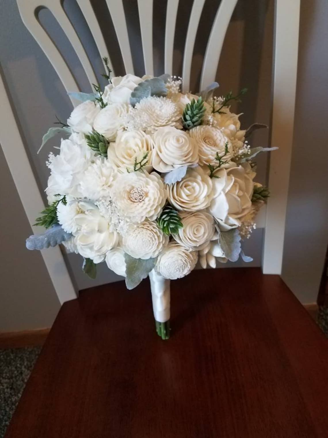 Large Bridal Bouquet Sola Wood Bouquet Ivory Flower Bouquet - Etsy