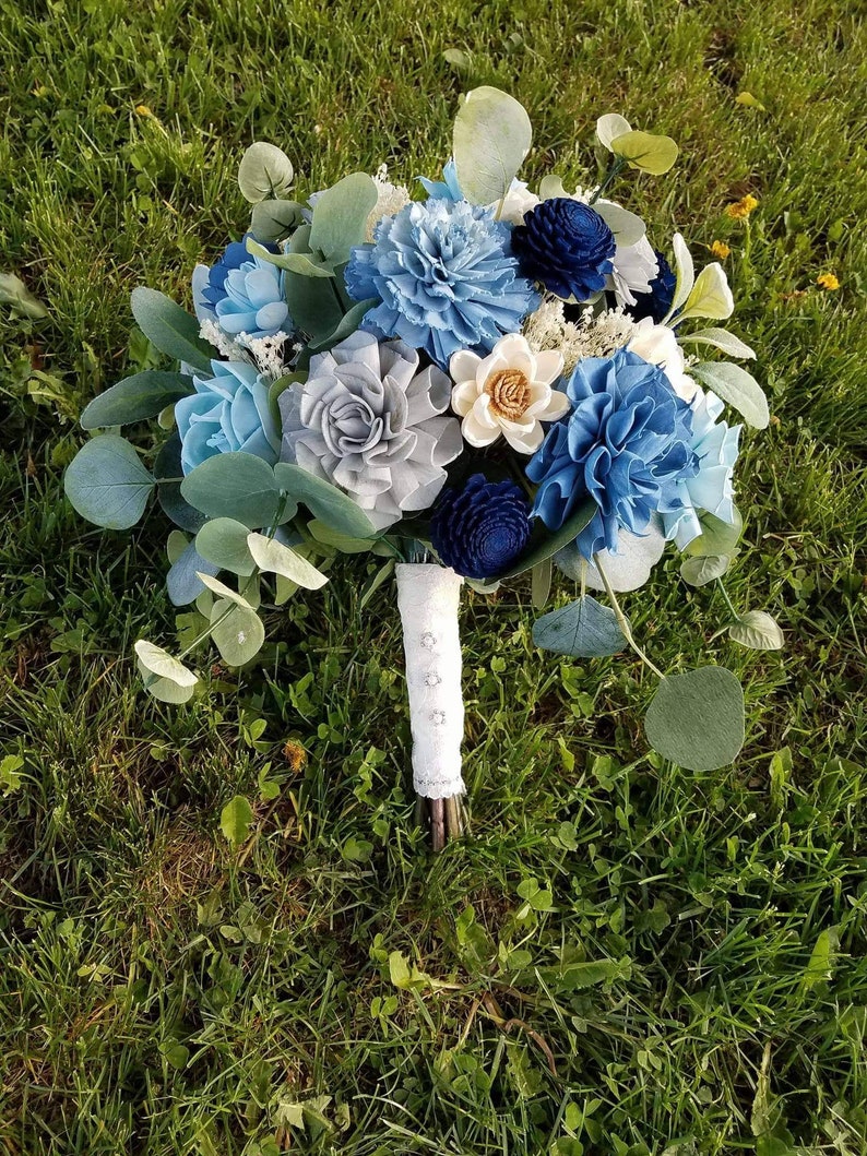 Ramo azul marino ramo azul cielo ramo de flores de madera | Etsy