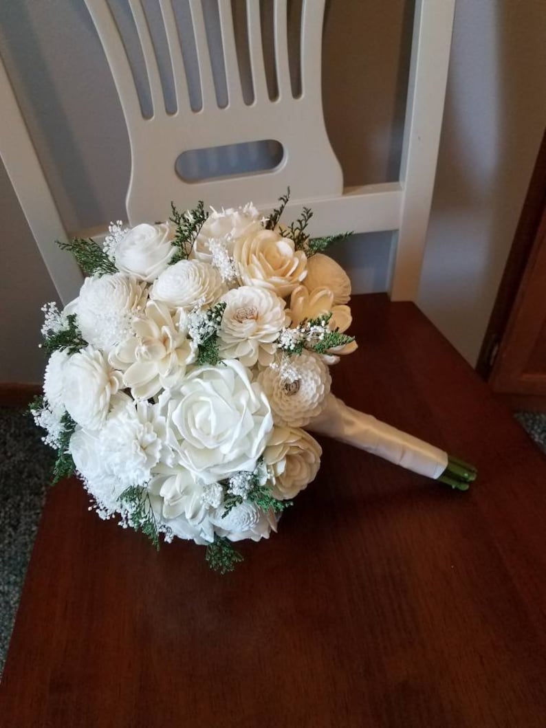 Large Ivory Sola Flower Bouquet Bouquet Bridal Bouquet Wood - Etsy