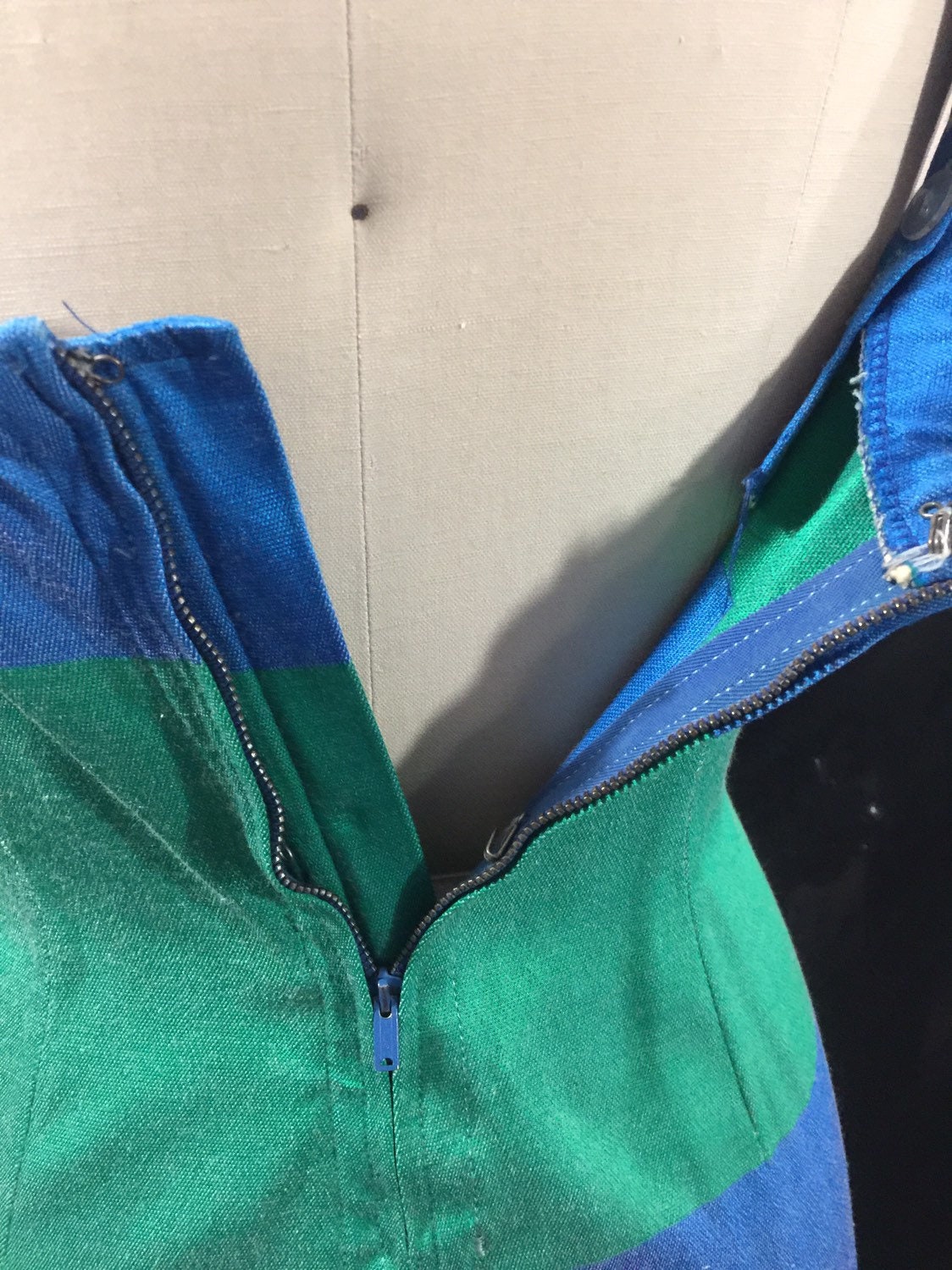 Vintage Caltex Blue and Green Color Block Print 1 Piece Swimsuit - Etsy