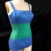 Vintage Caltex Blue and Green Color Block Print 1 Piece Swimsuit - Etsy