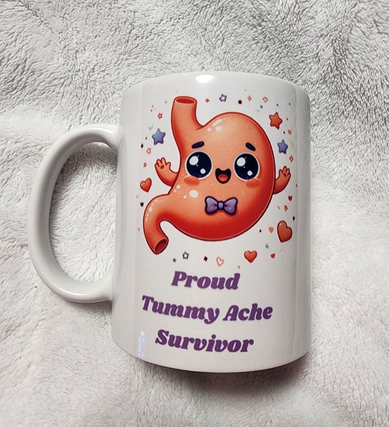 Stomach Ache Survivor, Funny Ceramic Cup, Tummy Gift, Colleague Friend ...