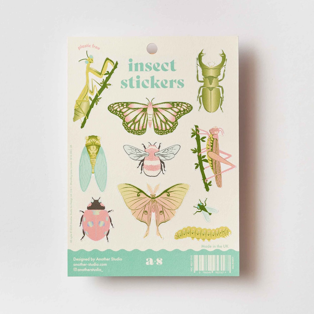 Insects Sticker Sheet Bugs, Butterflies, Beetles. Stationery Decoration ...