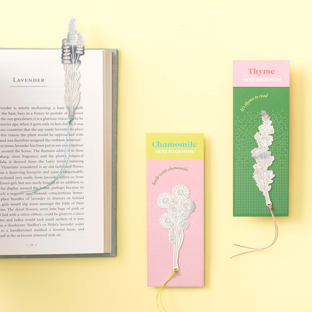Herb Bookmarks, With String Cord Chamomile, Thyme or Lavender Flower ...
