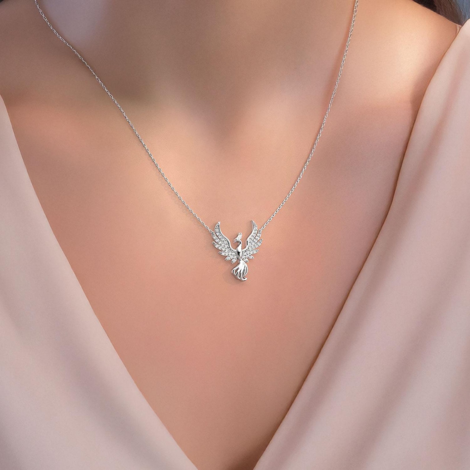 Sterling Silver Simurgh Necklace – Mythical Persian Phoenix Pendant ...
