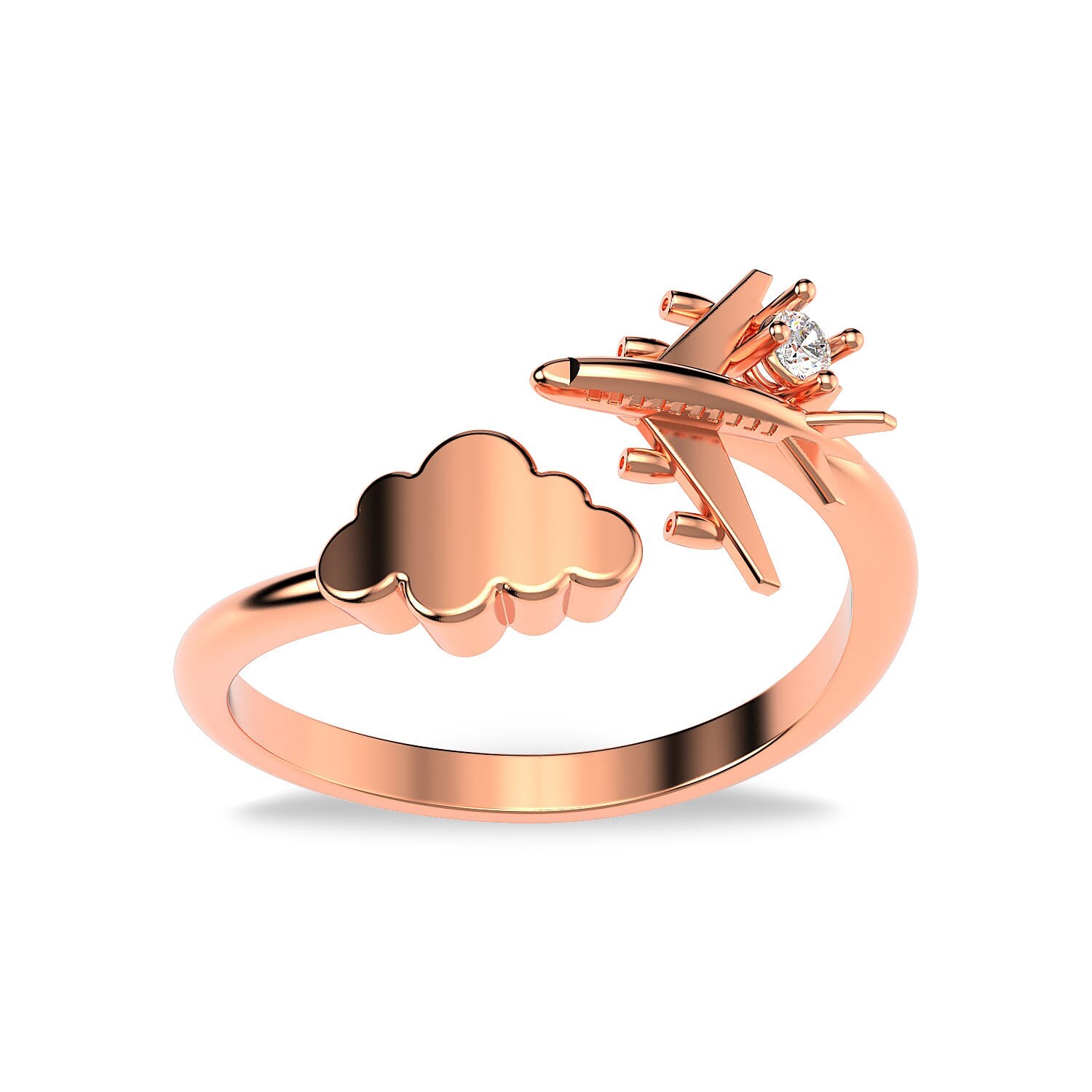 Solitaire Airplane Ring 925 Sterling Silver Women's - Etsy