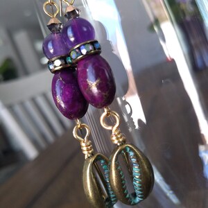 Love Stone Sugilite Amethyst and Oxidized Bronze Cowry - Etsy