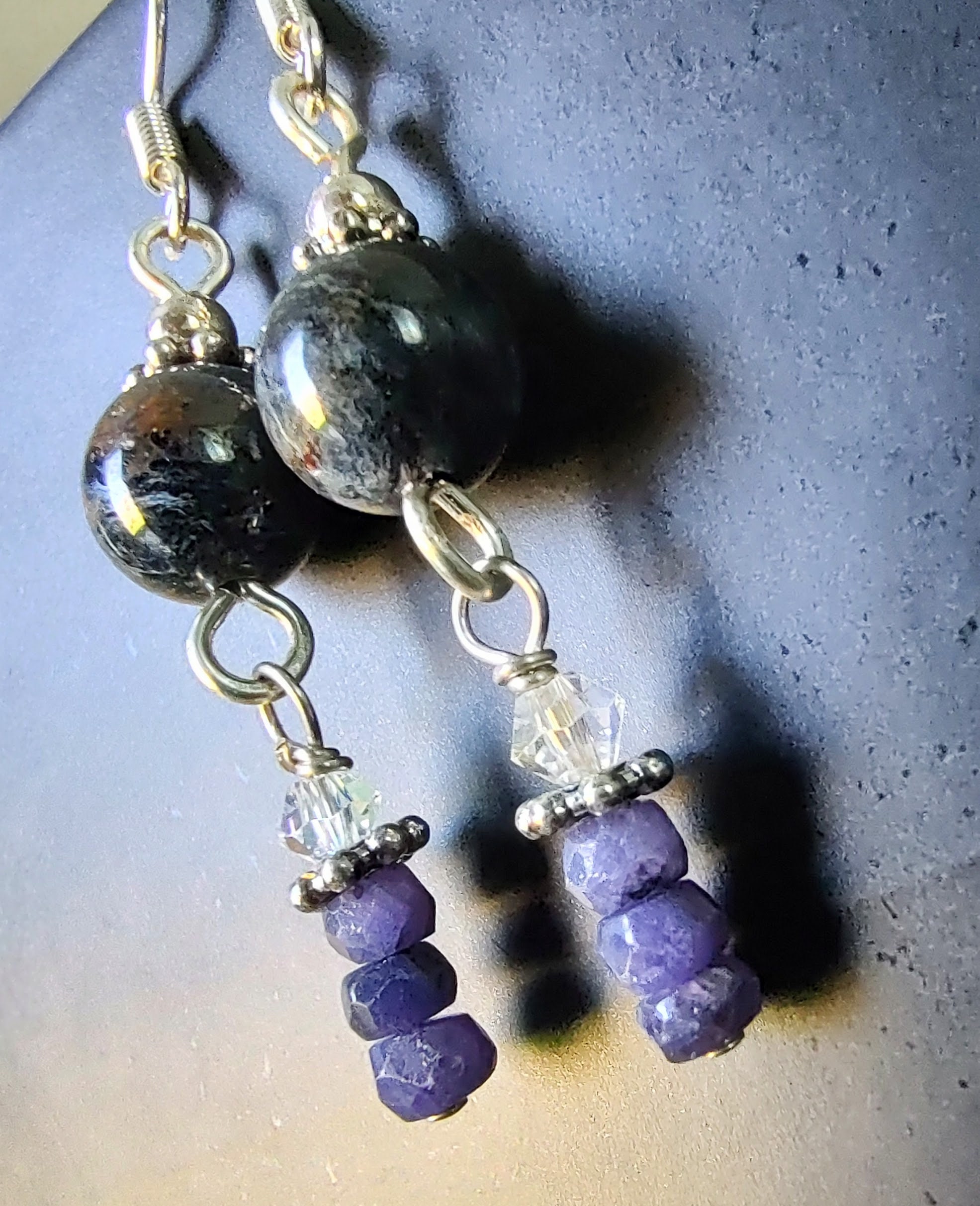 Tempest Pietersite and Sapphire Drop Earrings, With Highly Charged ...