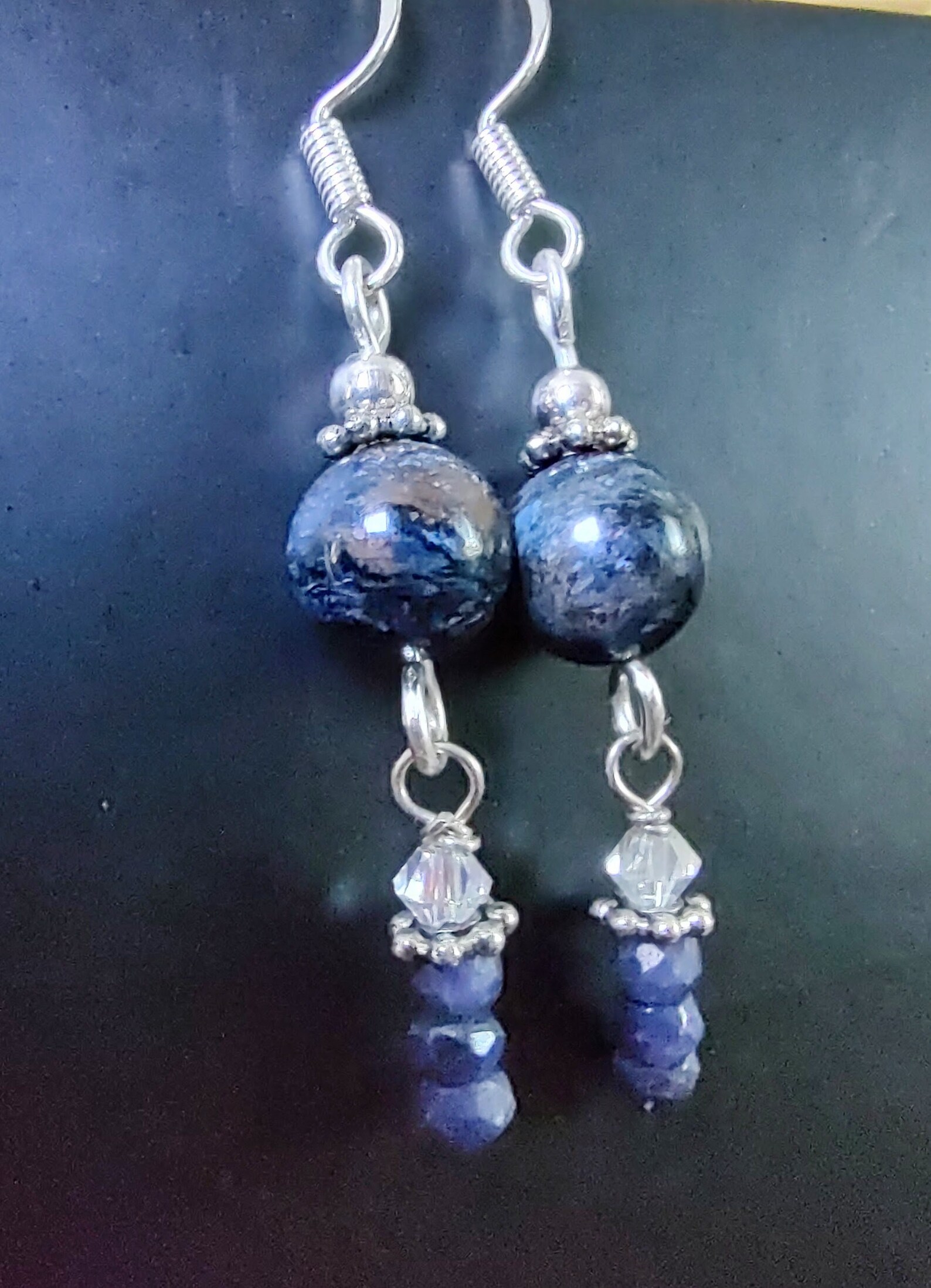 Tempest Pietersite and Sapphire Drop Earrings, With Highly Charged ...