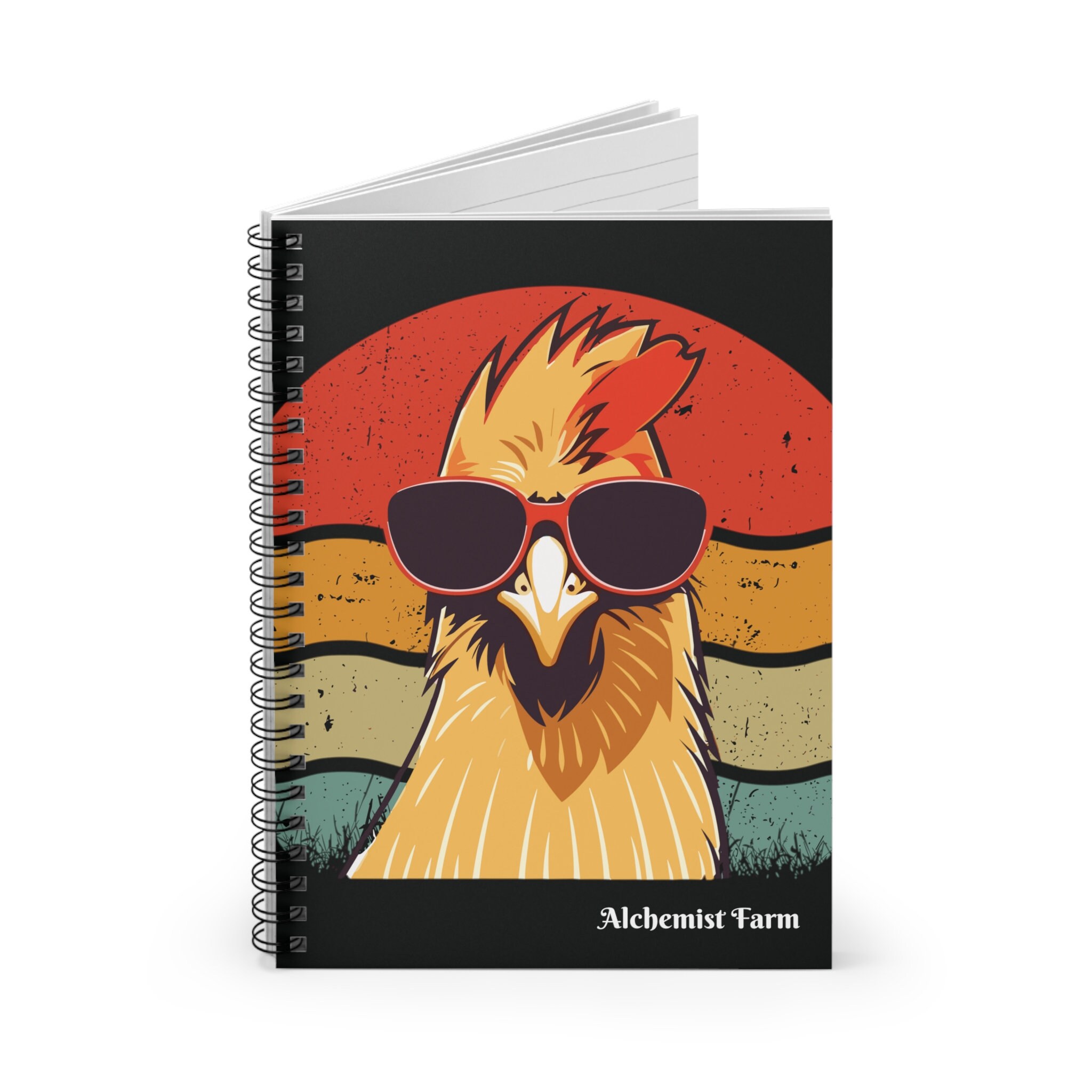 Too Cool Chicken With Sunglasses Spiral Notebook, Alchemist Farm, Fun ...