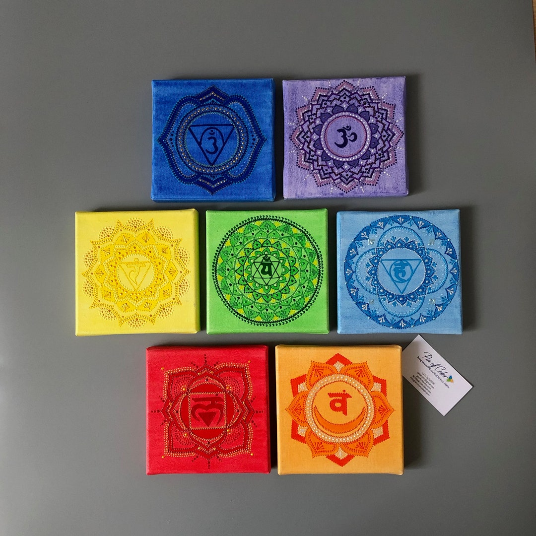 7 Chakras Set, Wall Hanging Decor on Canvas - Etsy
