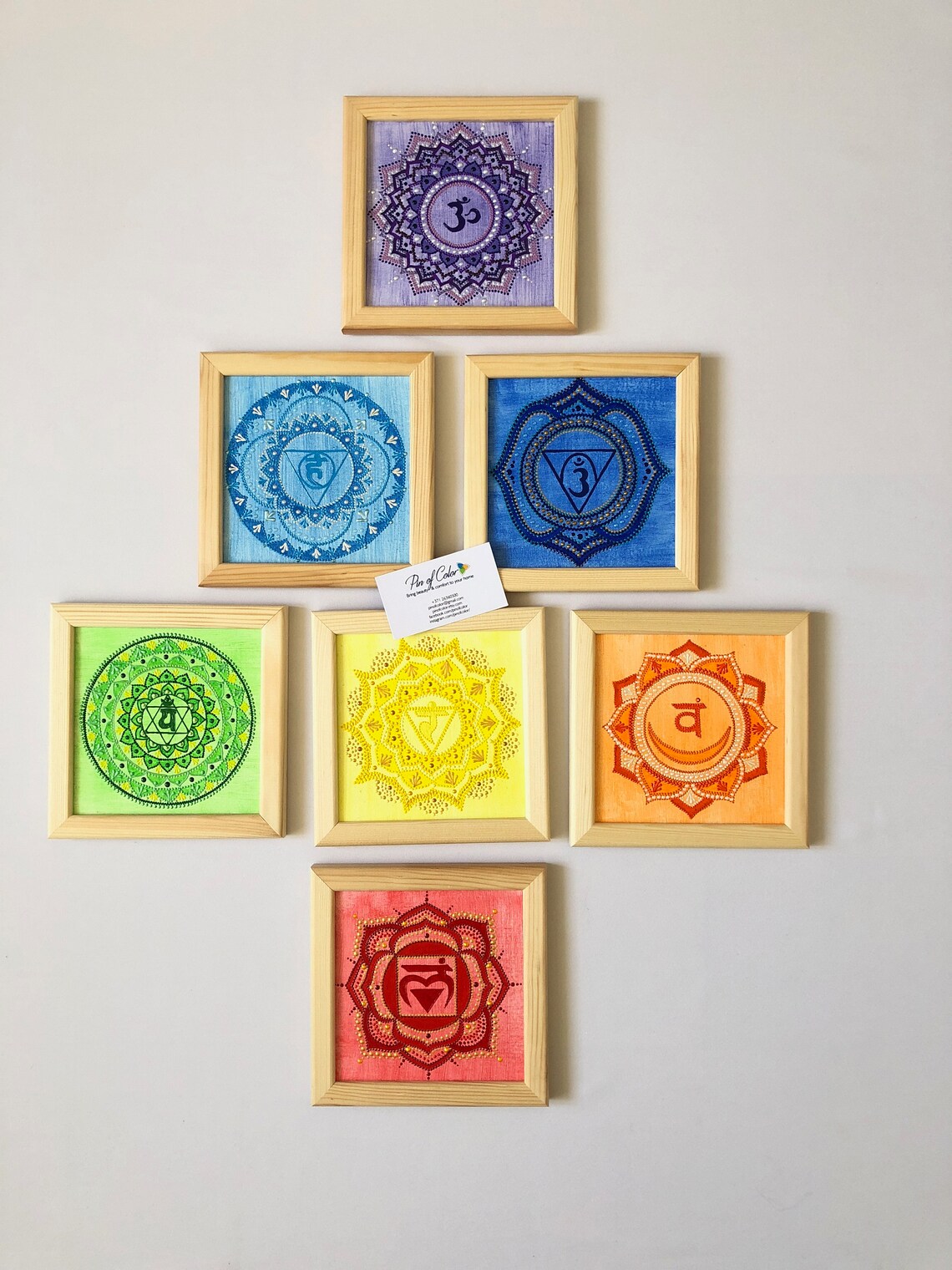 7 Chakras Set Hand Painted Wall Hanging Yoga Decor on Canvas | Etsy