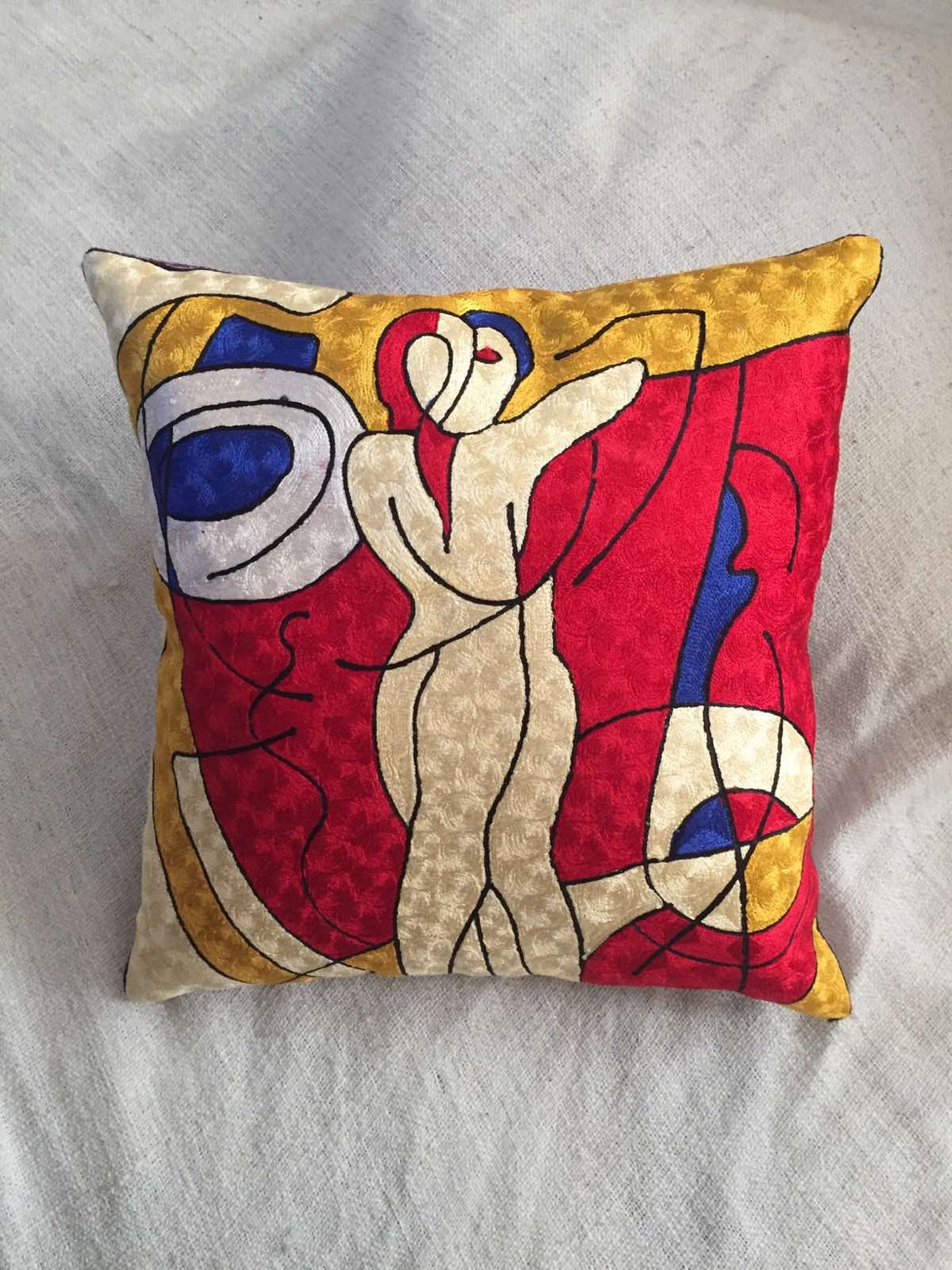Picasso Suzani Silk Embroidery Pillow Cover Abstract Art - Etsy