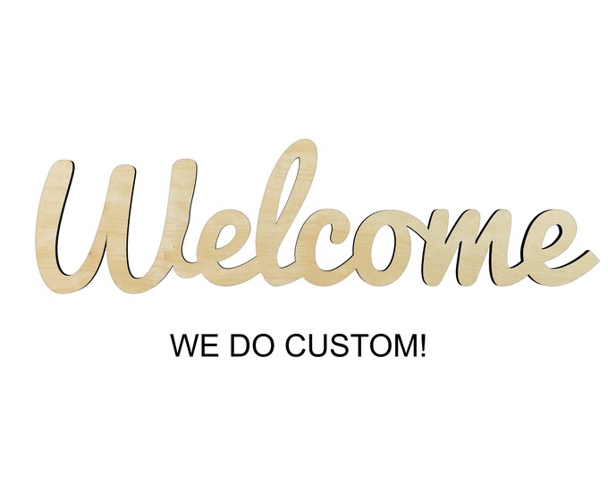 Welcome Script multiple Sizes Word Cutout Wood Craft Supply Hanging ...