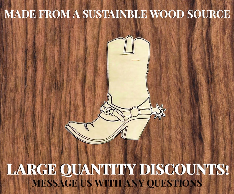 Engraved Cowboy Boot Wood Cutout, Western Decor, DIY Craft - Etsy