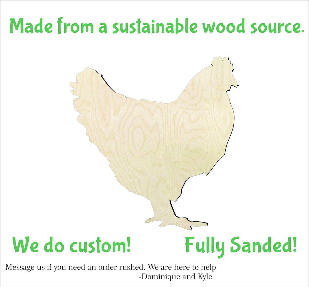 Chicken -multiple Sizes-cutouts Wood Craft Supply-sanded on Both Sides ...