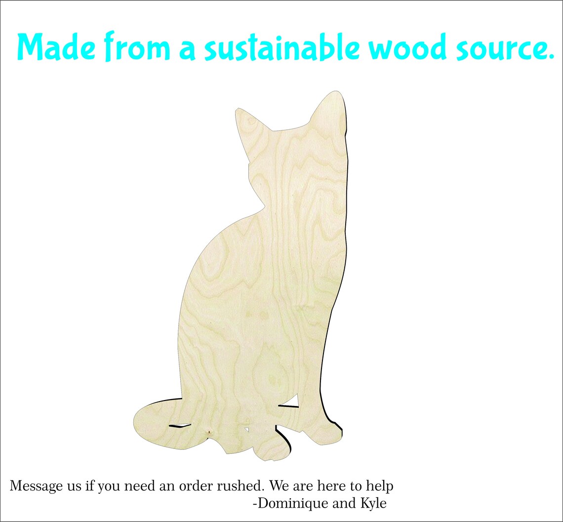 2 20 Cat Sitting Wood Cutout Craft Supply-sanded - Etsy