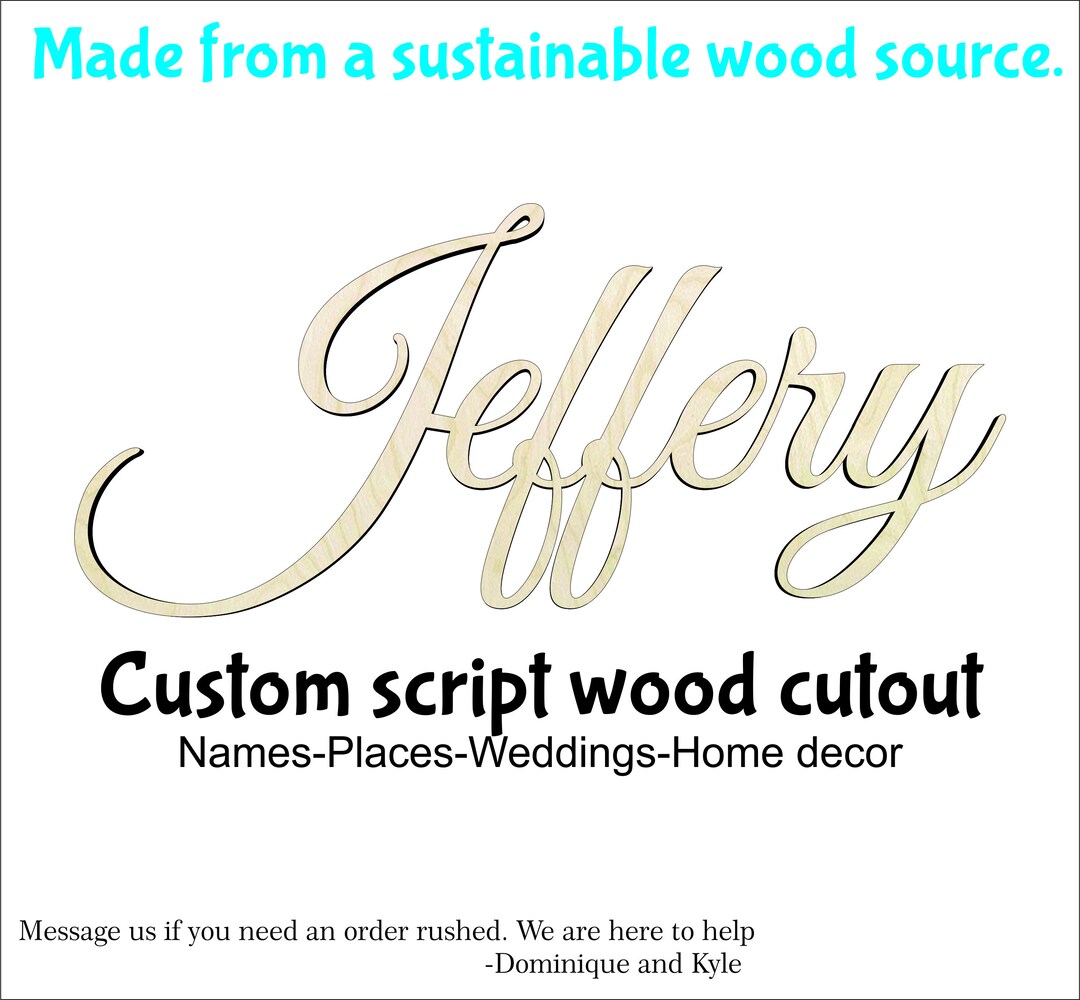 Custom Script -multiple Sizes- Word Cutout- Wood Craft Supply - Hanging ...