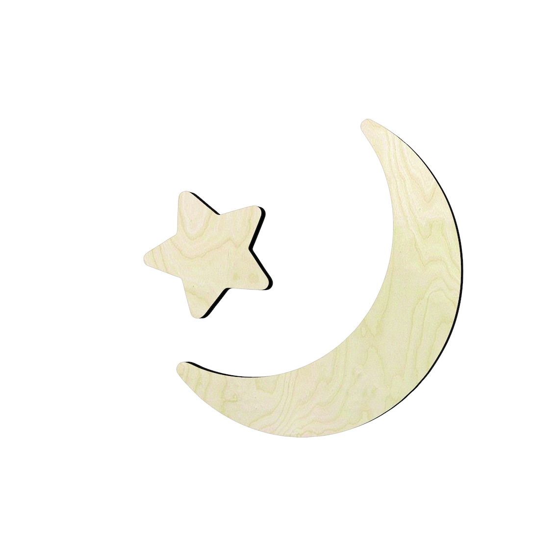 Moon and Star -multiple Sizes- Cut Outs Wood Craft Supply-sanded or ...