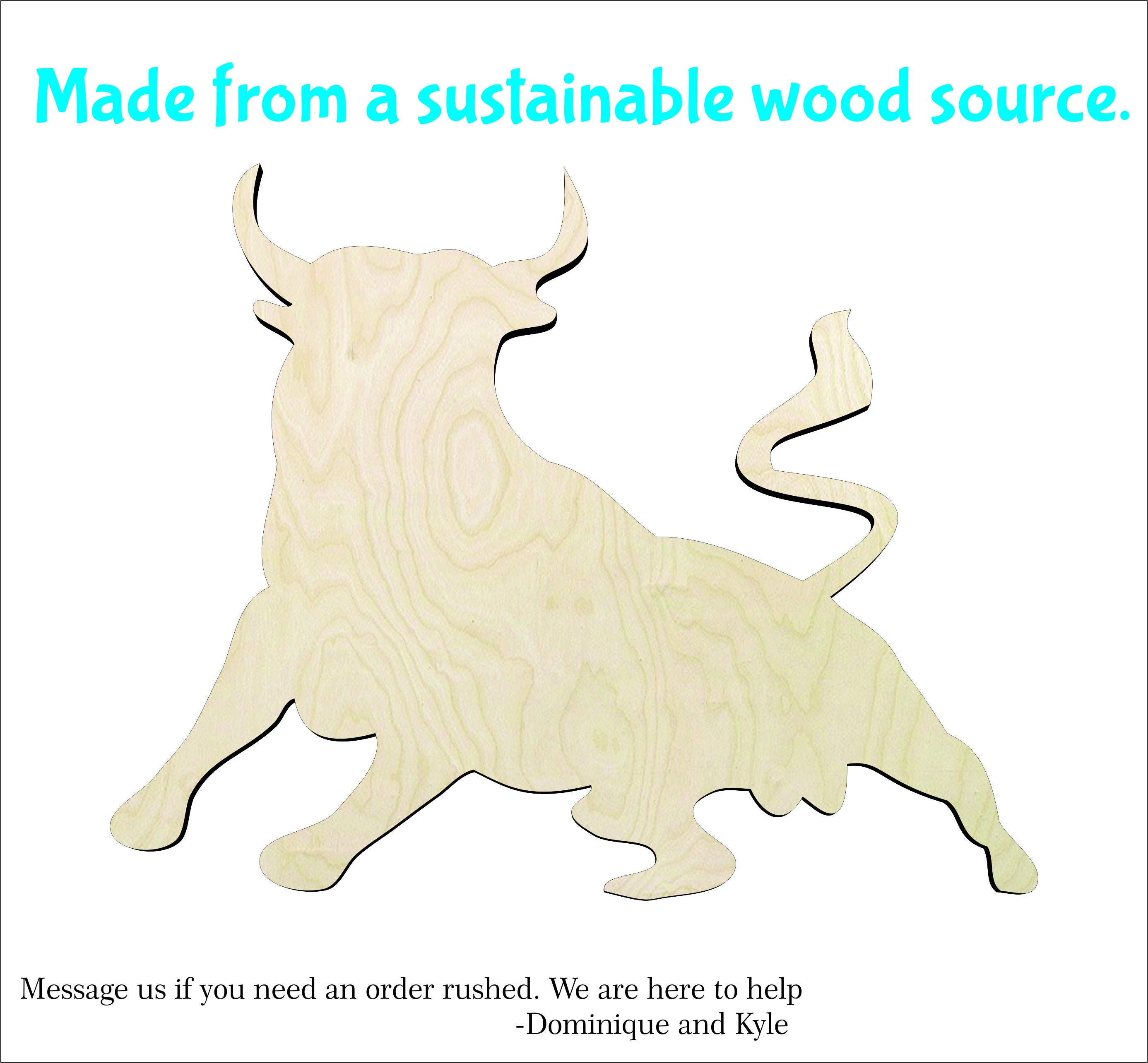 2 20 Bull wood cutouts Craft Supply-Sanded Cow | Etsy