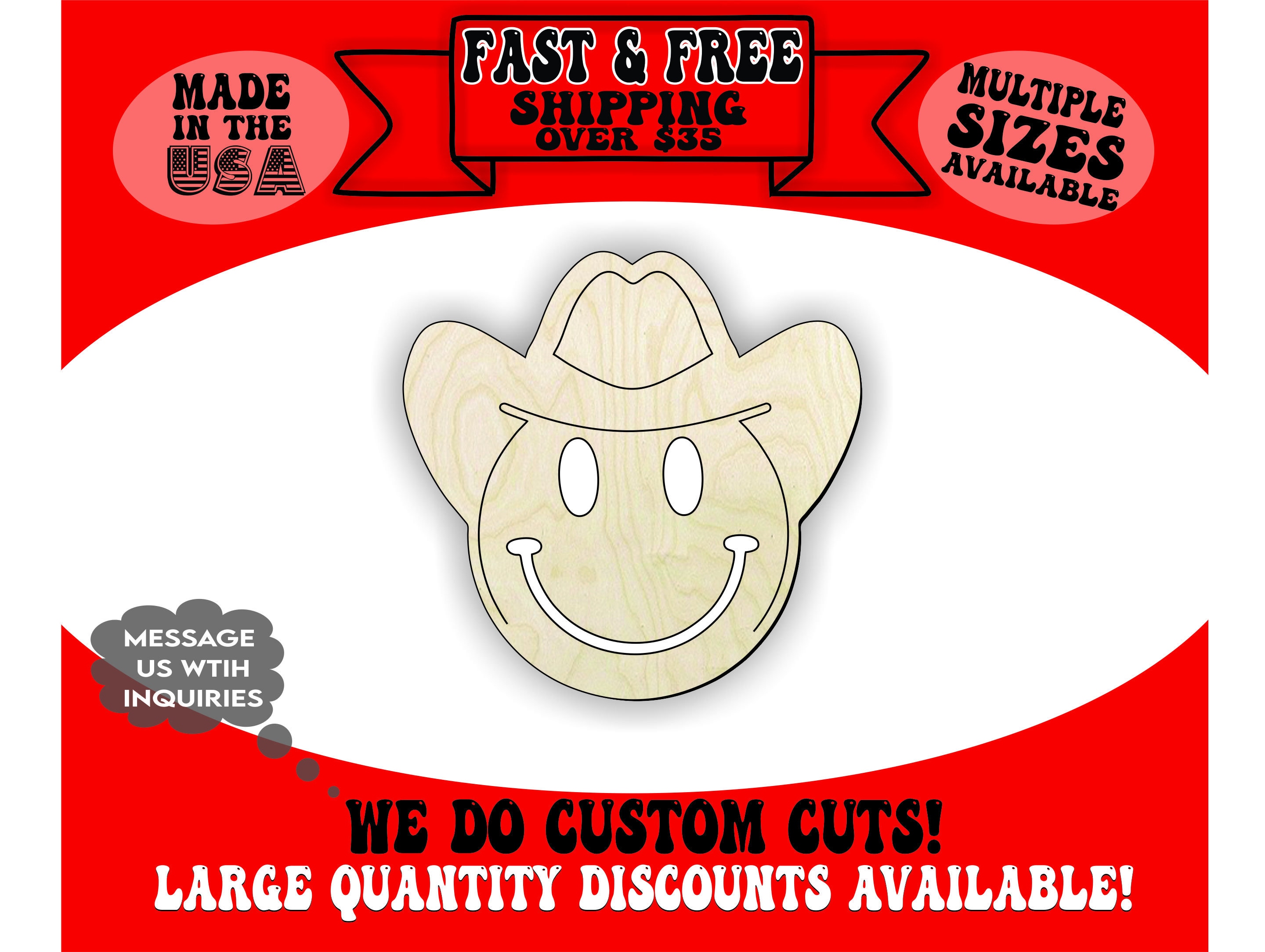 Smiley Face Cowboy Wood Cutout, Wooden Cowboy, Western Cowboy Cutout ...