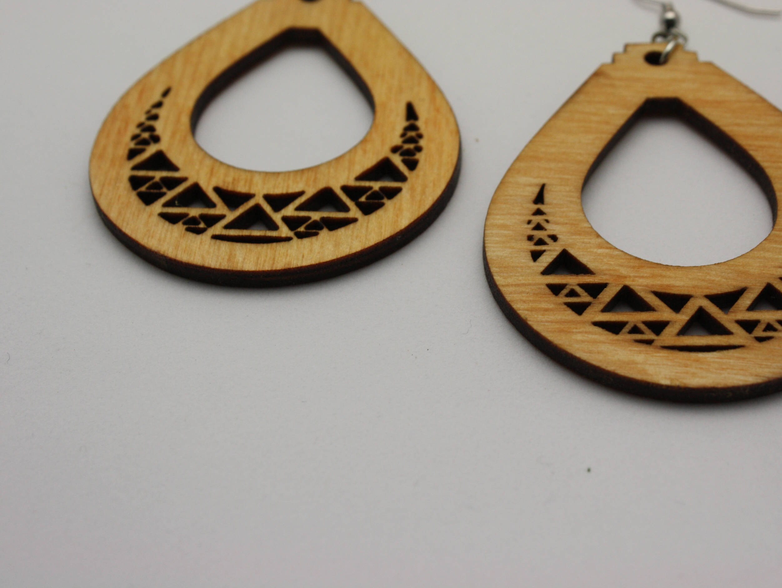 Teardrop Earring Teardrop Geometric Design Earring Wood | Etsy