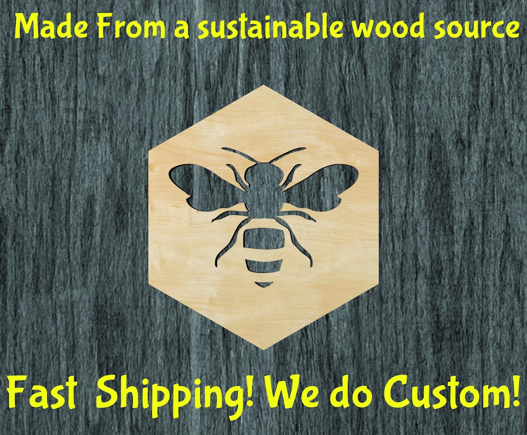 Bee Wood Cutout, Bee Honeycomb Cutout -multiple Sizes-wood Cutout Craft ...