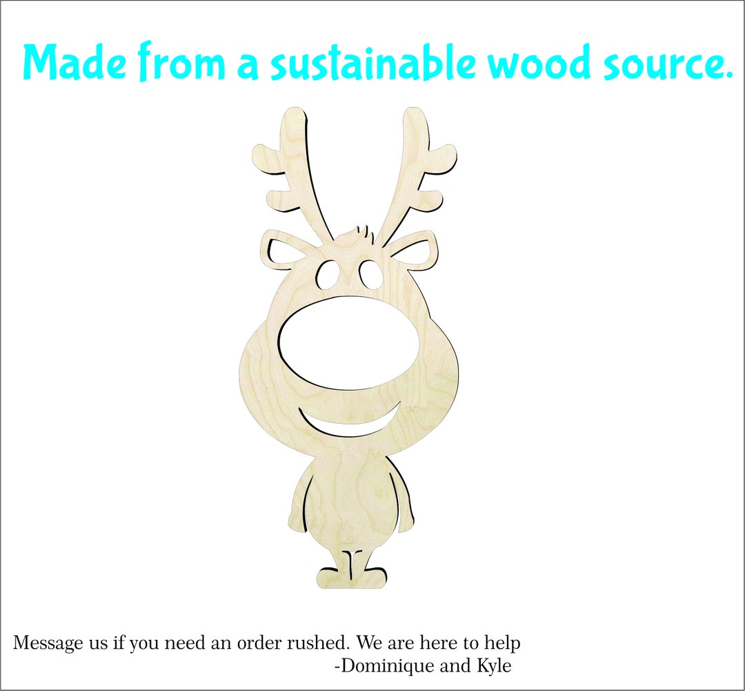 2"- 20" Rudolph the Reindeer Wood Cutout Craft Supply-sanded - #2 - Etsy