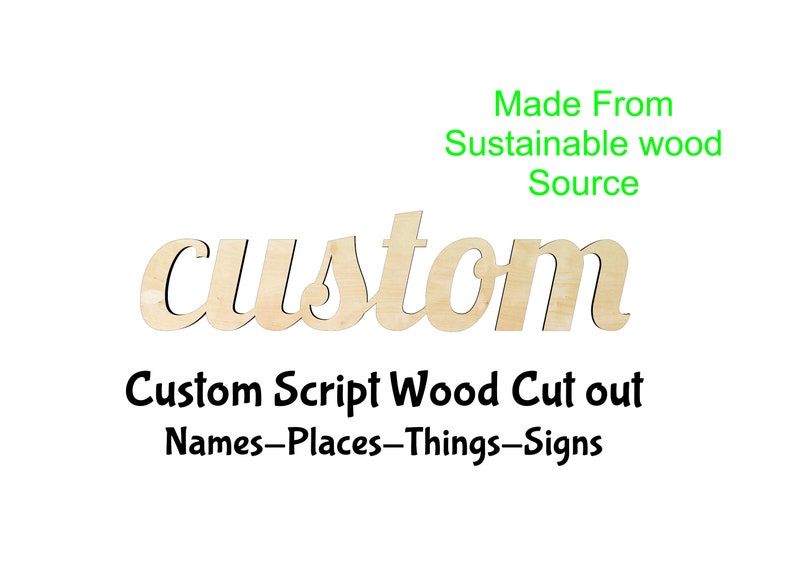 6 24 Custom Script word cutout 2 Wood Craft | Etsy