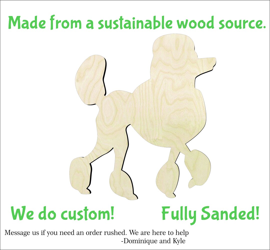 Poodle -multiple Sizes-wood Cutouts Wood Craft Supply-sanded on Both ...
