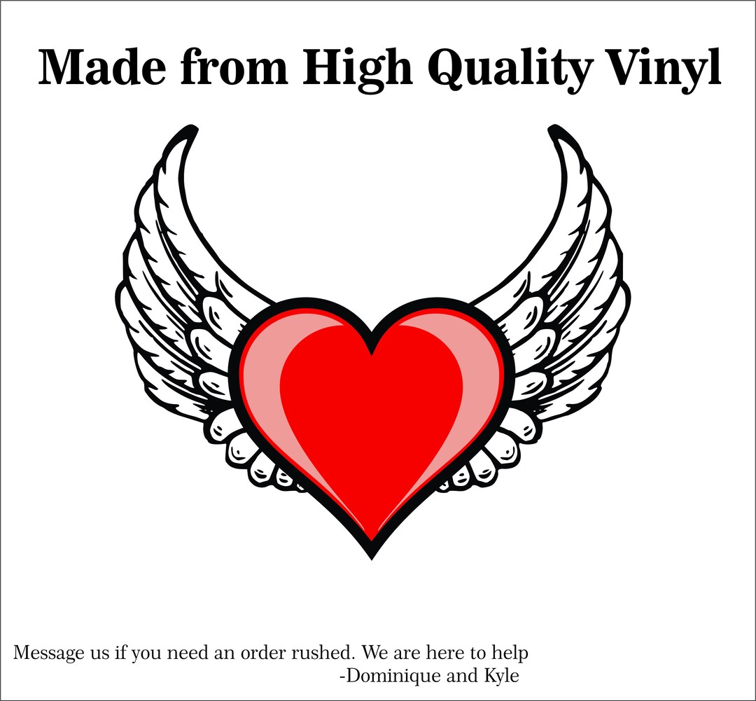 Heart Wings Decal -multiple Sizes- Laptop Sticker - Outdoor Vinyl - Car ...